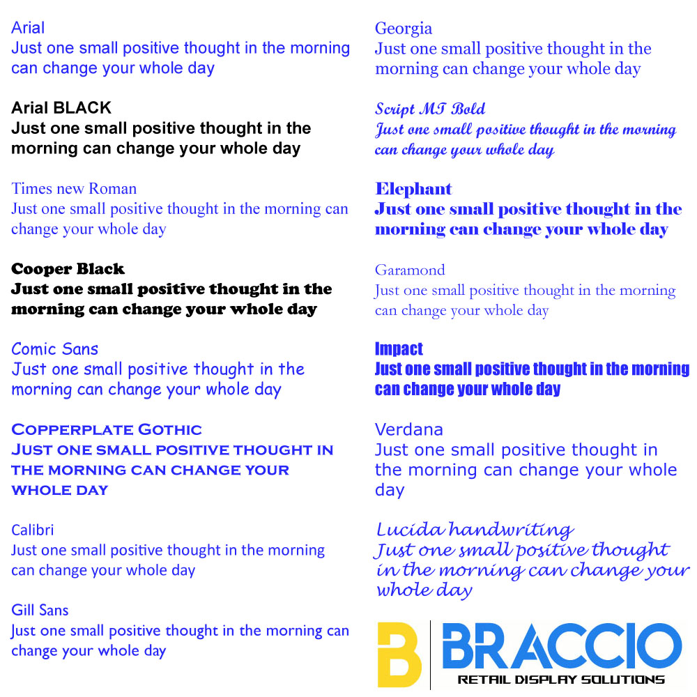 Font examples - Braccio.co.uk