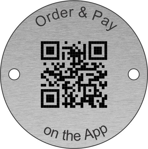 Aluminium Effect Table Disc with QR Code 40mm Self Adhesive - Braccio.co.uk