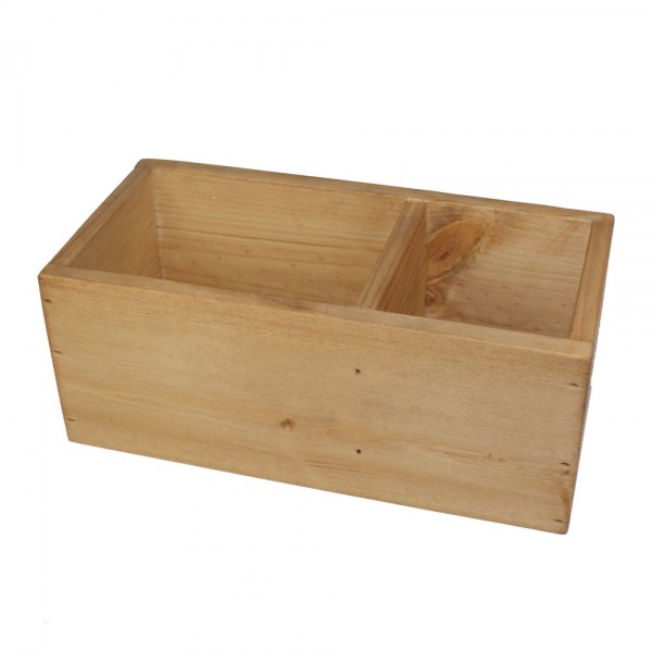 Large Wooden Condiment Box with Divider - Braccio.co.uk