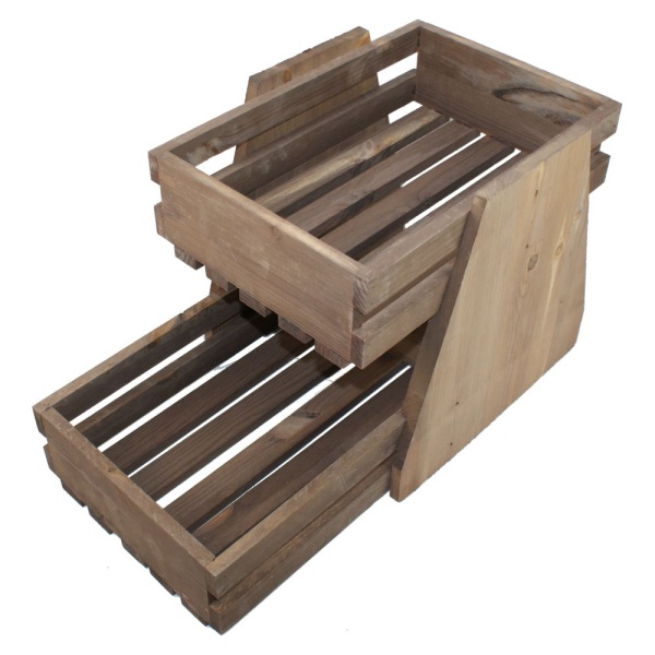 2 Tier Wooden Display Crate Stand - Braccio.co.uk