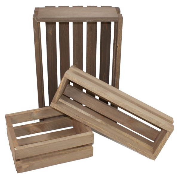 Large Dark Wooden Display Crates - Braccio.co.uk