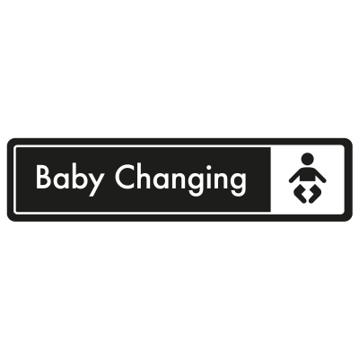 Black on White Baby Changing Toilets Signs - Braccio.co.uk
