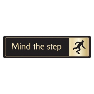 Brushed Silver Mind the Step Signs - Braccio.co.uk