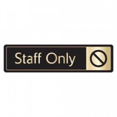White on Black Aluminium Staff Only Signs - Braccio.co.uk