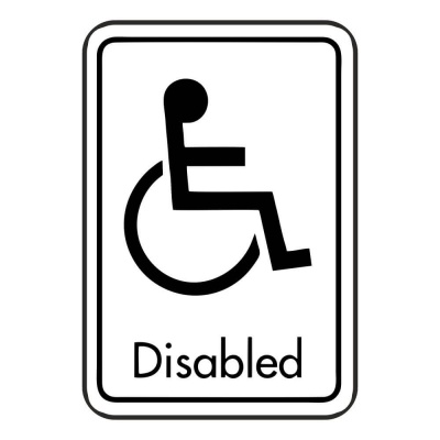 White on Black Aluminium Disabled Toilets Signs - Braccio.co.uk