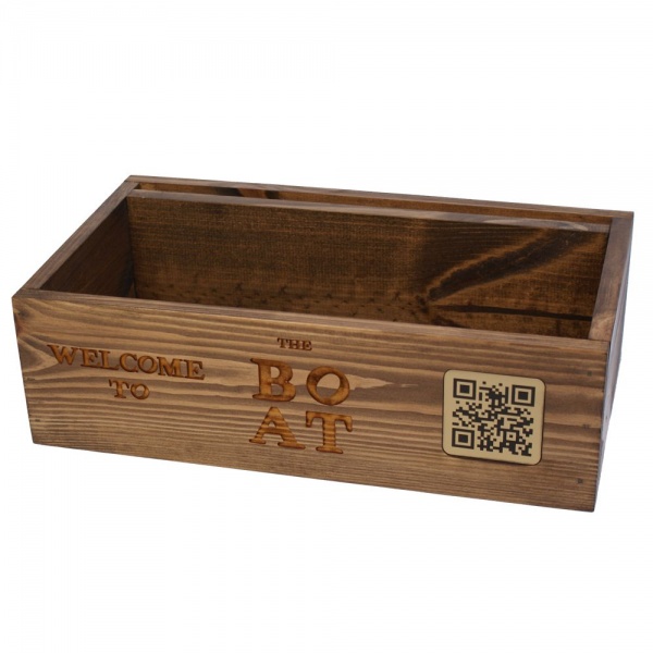 Large Wooden Condiment Box with Divider - Braccio.co.uk