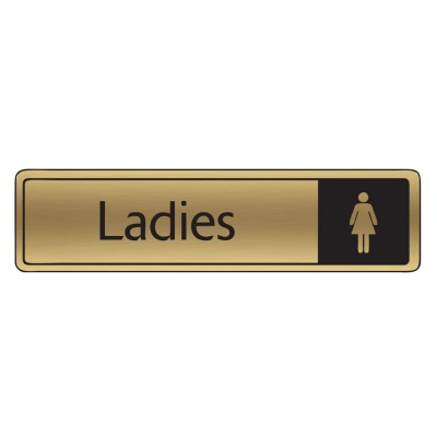 Brushed Gold Ladies Toilet Signs - Braccio.co.uk