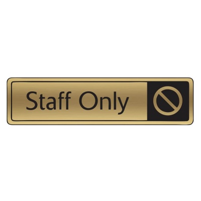 Black & Gold Aluminium Staff Only Signs - Braccio.co.uk