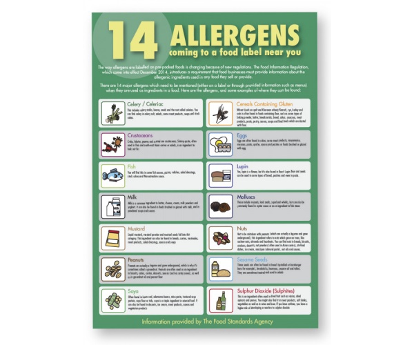 14 Allergens Staff Safety Guide Legal Requirement for Restaurants - A3 ...