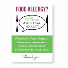 Food Allergy Customer Notice A4 Full Colour Uk
