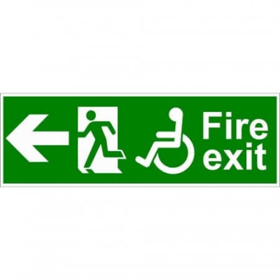 Fire Exit Sign - Man with Left Arrow - Braccio.co.uk