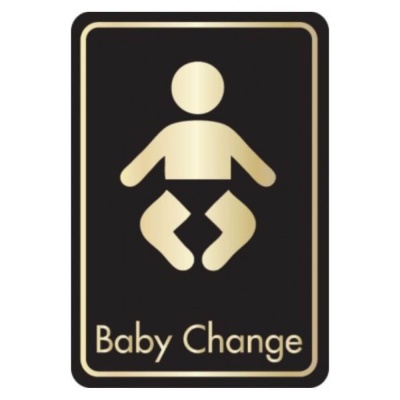 Black & White Gold Baby Change Toilet Signs - Braccio.co.uk