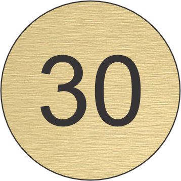 Brass Effect Table Number Discs, 30mm Diameter - Braccio.co.uk
