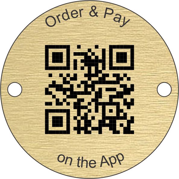Brass Effect Table Disc with QR Code - Braccio.co.uk