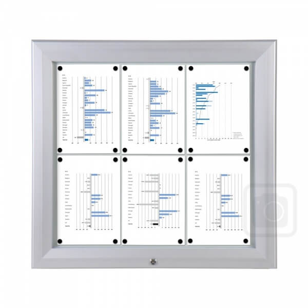 6 x A4 External Lockable Notice Board with Hinged Doors. - Braccio.co.uk