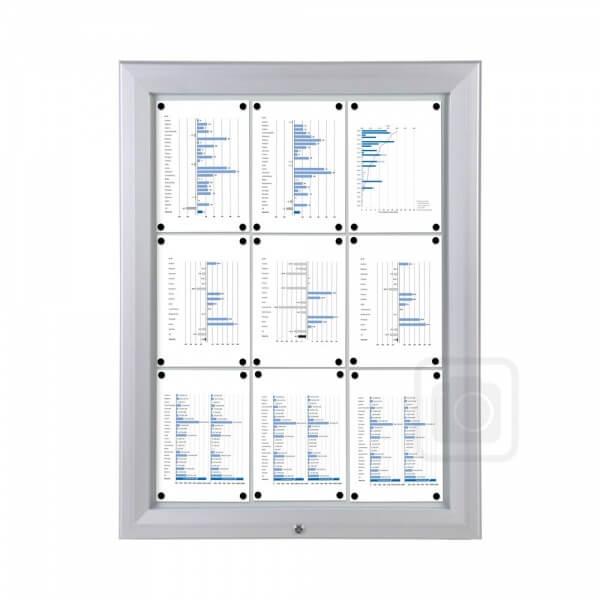 9 x A4 External Lockable Notice Board - Hinged Doors - Braccio.co.uk