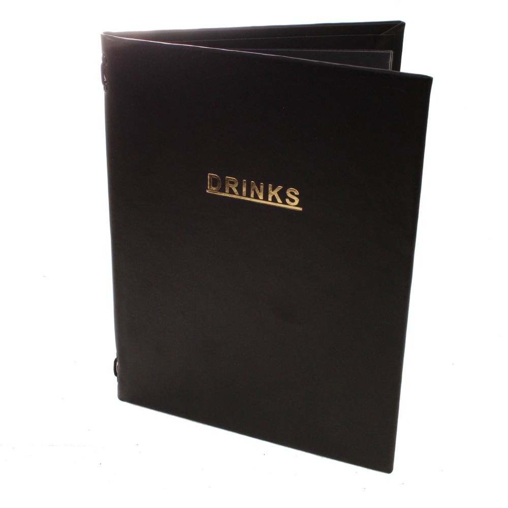 A5 faux leather effect Menu Cover - Walsoken Menu Cover in Black ...