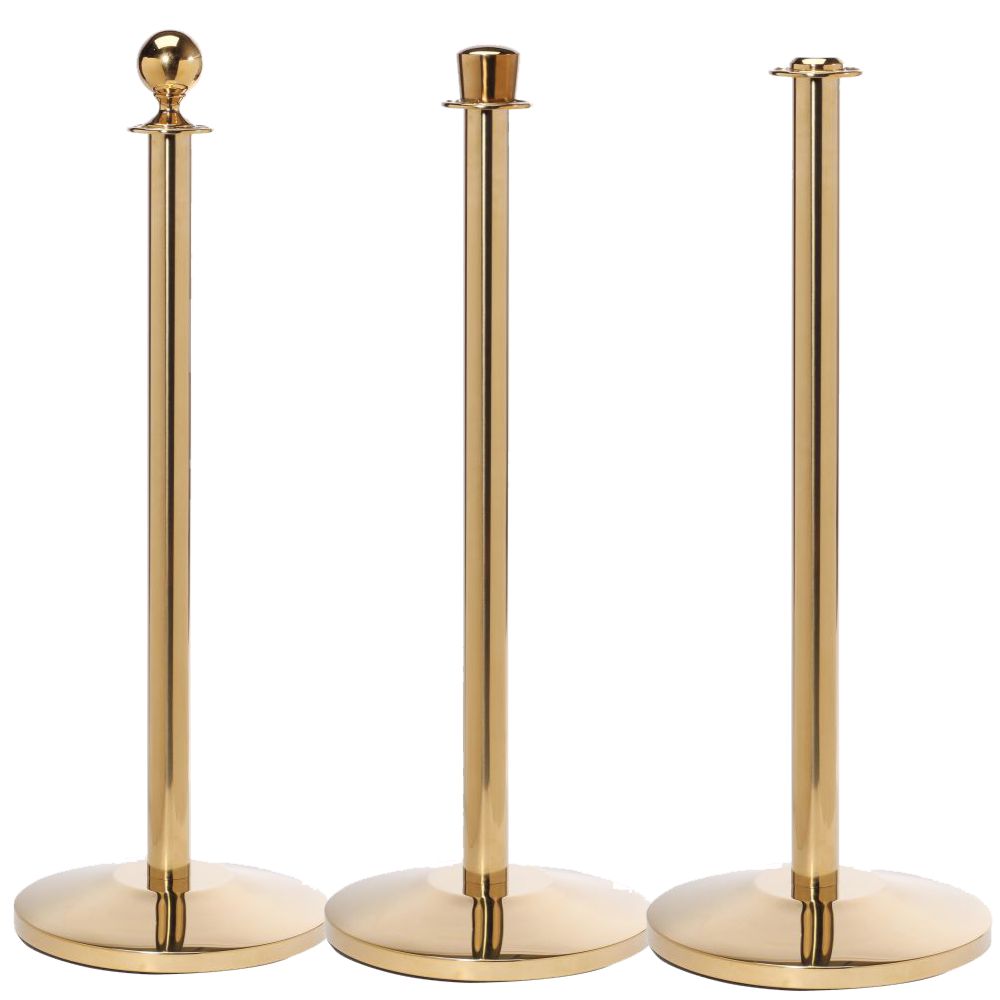 Brass Rope Stands with Flat, Ball or Crown Top 1m tall - Braccio.co.uk