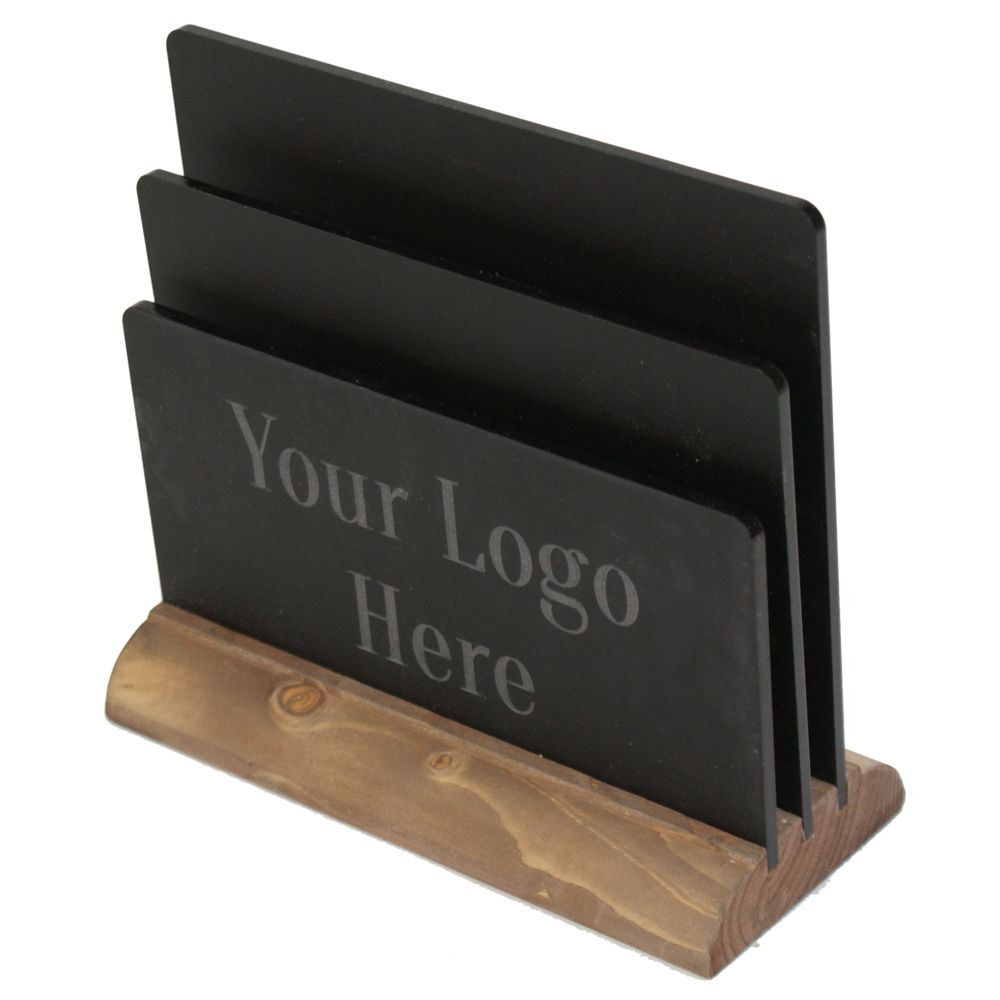 Dual slot menu holder with personalisation - Braccio.co.uk