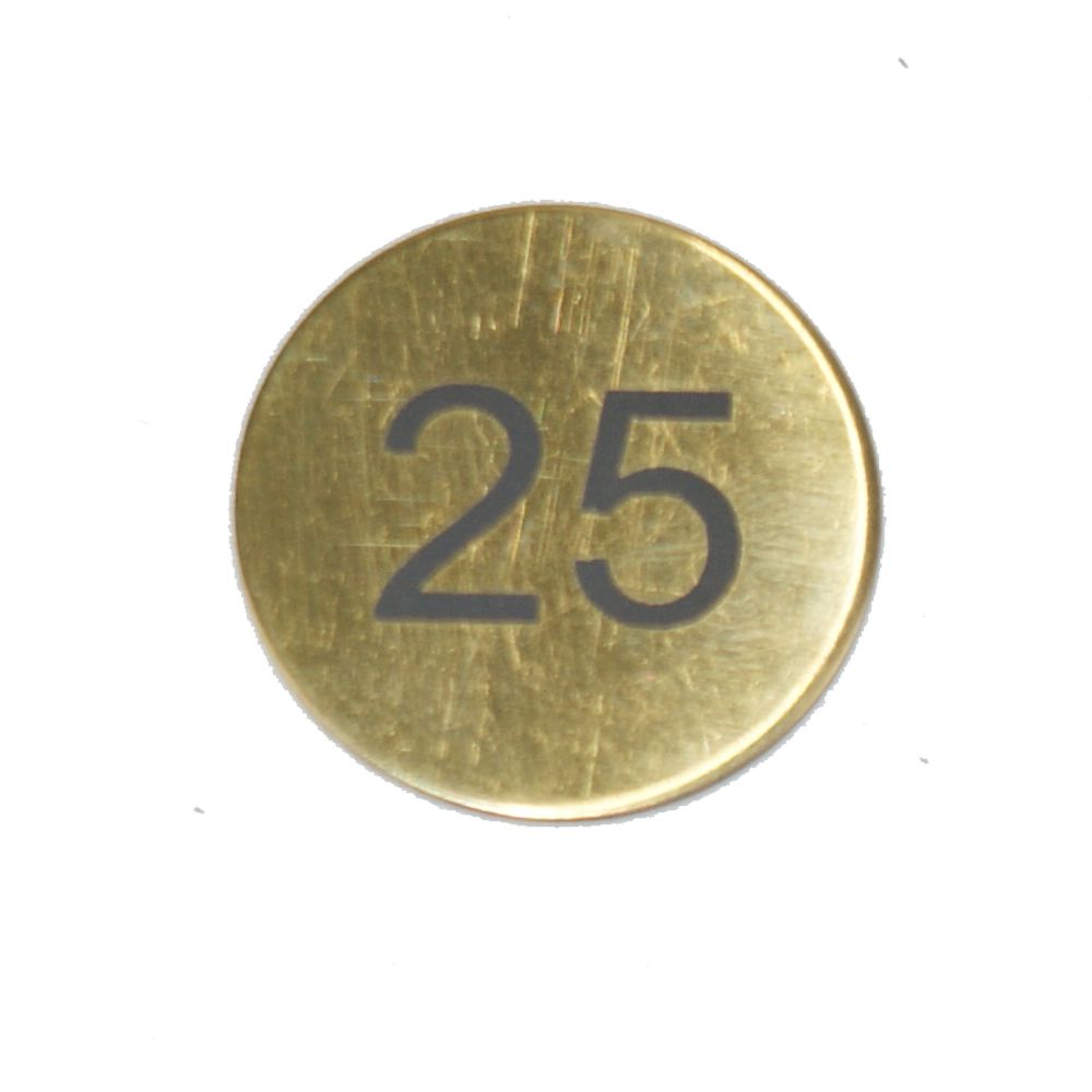 Solid Brass Table Number Discs, 30mm Diameter - Braccio.co.uk