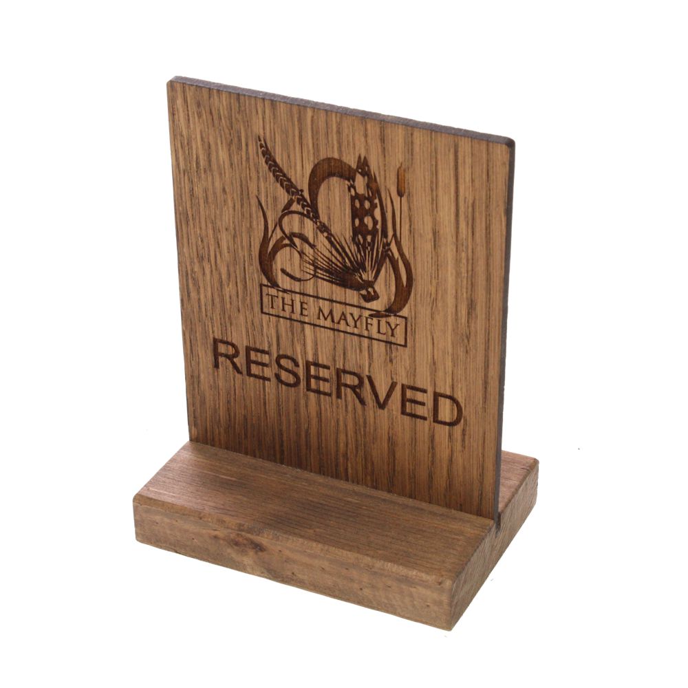 Wooden Laser Engraved Reserved Table Top Sign - Braccio.co.uk