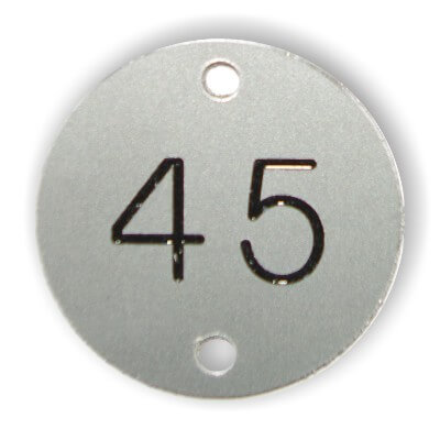 Solid Aluminium Table Number Discs, 30mm Diameter - Braccio.co.uk