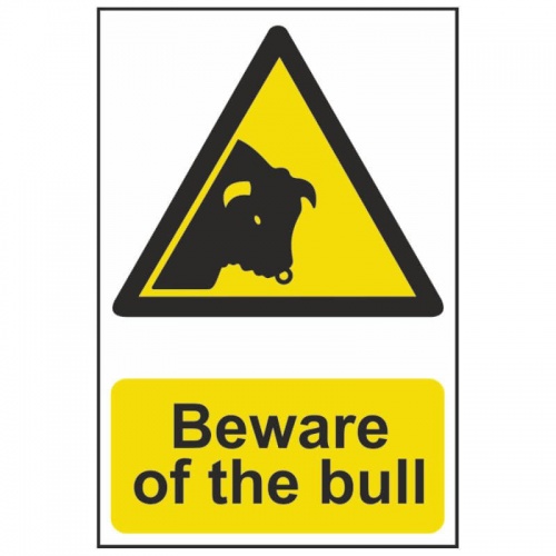Beware of Bull Warning Sign - Braccio.co.uk