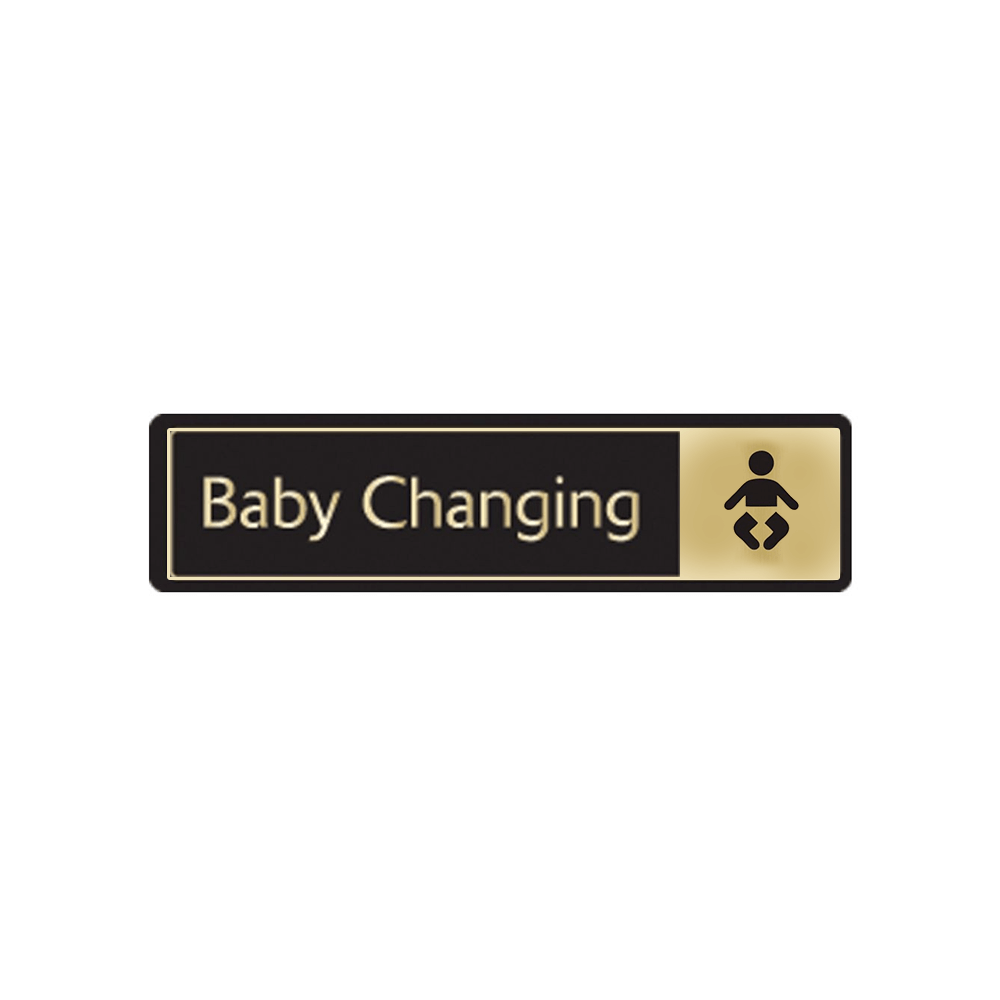 Black & Gold Aluminium Baby Changing Toilet Signs - Braccio.co.uk