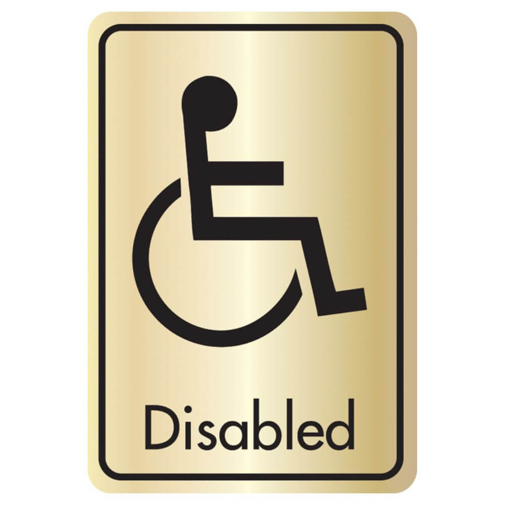 Brushed Gold Disabled Toilets Signs - Braccio.co.uk