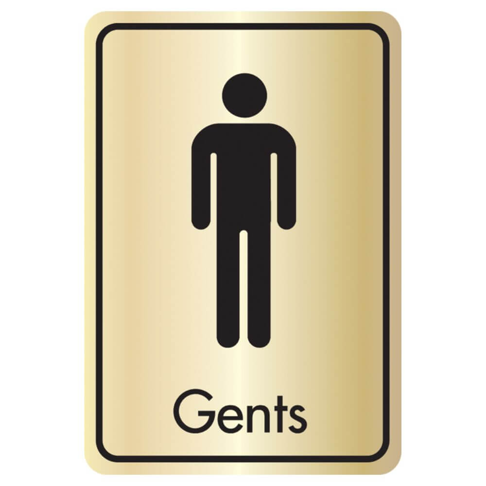 Brushed Gold Gents Toilet Signs - Braccio.co.uk