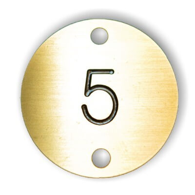 Solid Brass Table Number Discs, 30mm Diameter - Braccio.co.uk