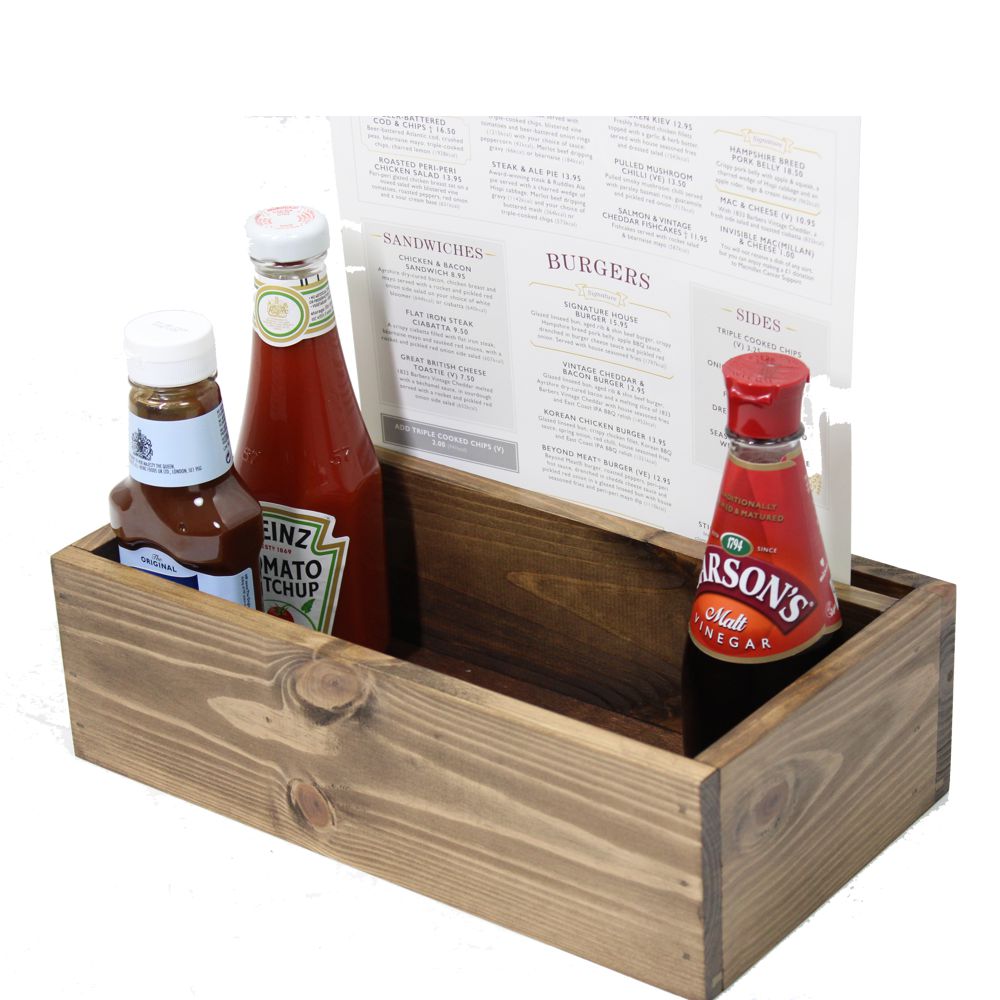 Large Wooden Condiment Box with Divider - Braccio.co.uk