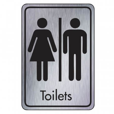 Brushed Silver Toilets Signs - Braccio.co.uk