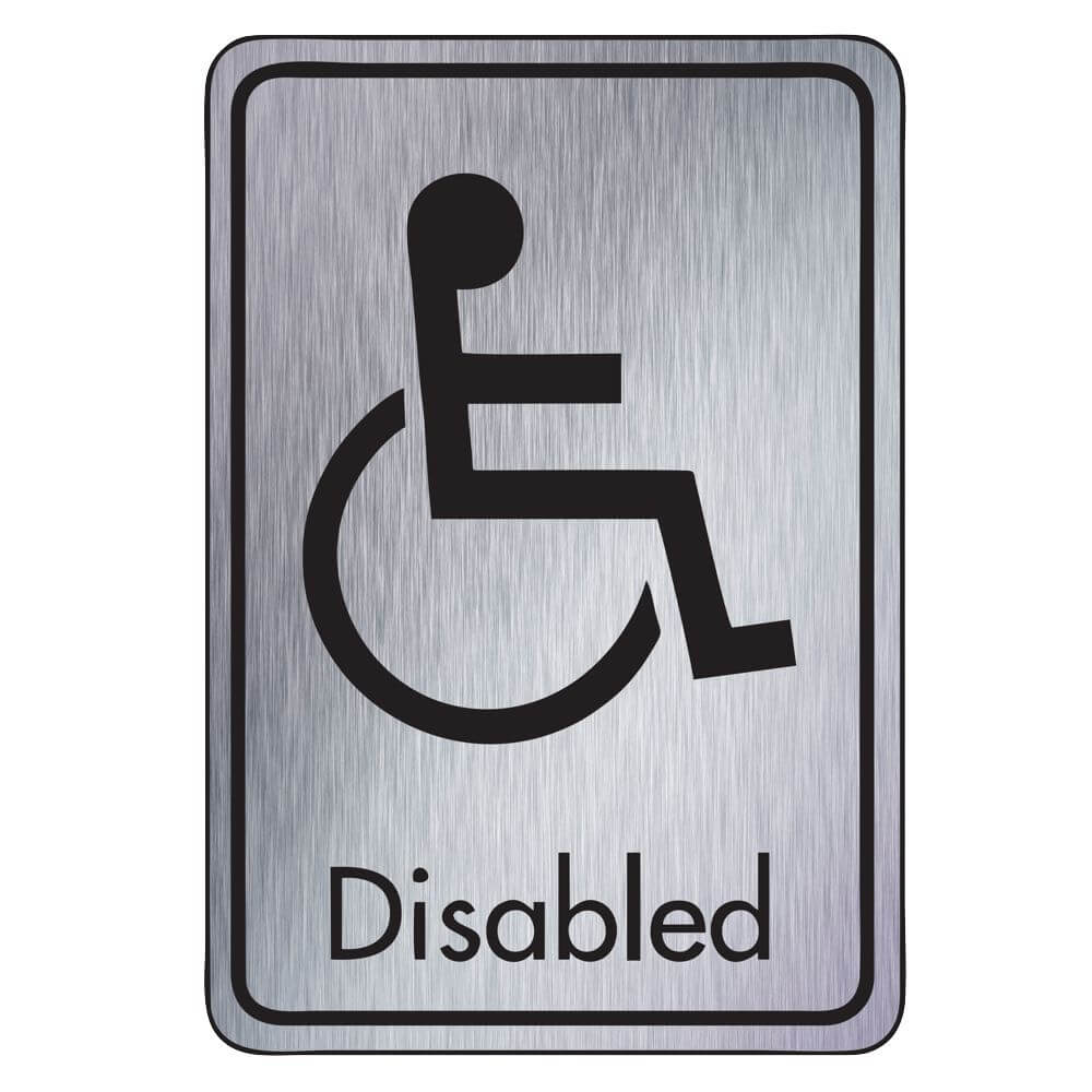 Brushed Silver Disabled Toilets Signs - Braccio.co.uk