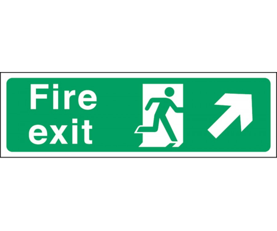 Fire Exit Sign - Man with Up Left Arrow - Braccio.co.uk