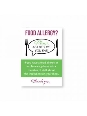 Please Ask Before You Eat Allergy Notice - A5 - Full Colour - Braccio.co.uk