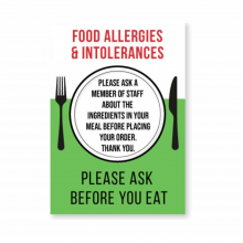 Food Allergies & Intolerances Notice - A4 - Full Colour - Braccio.co.uk