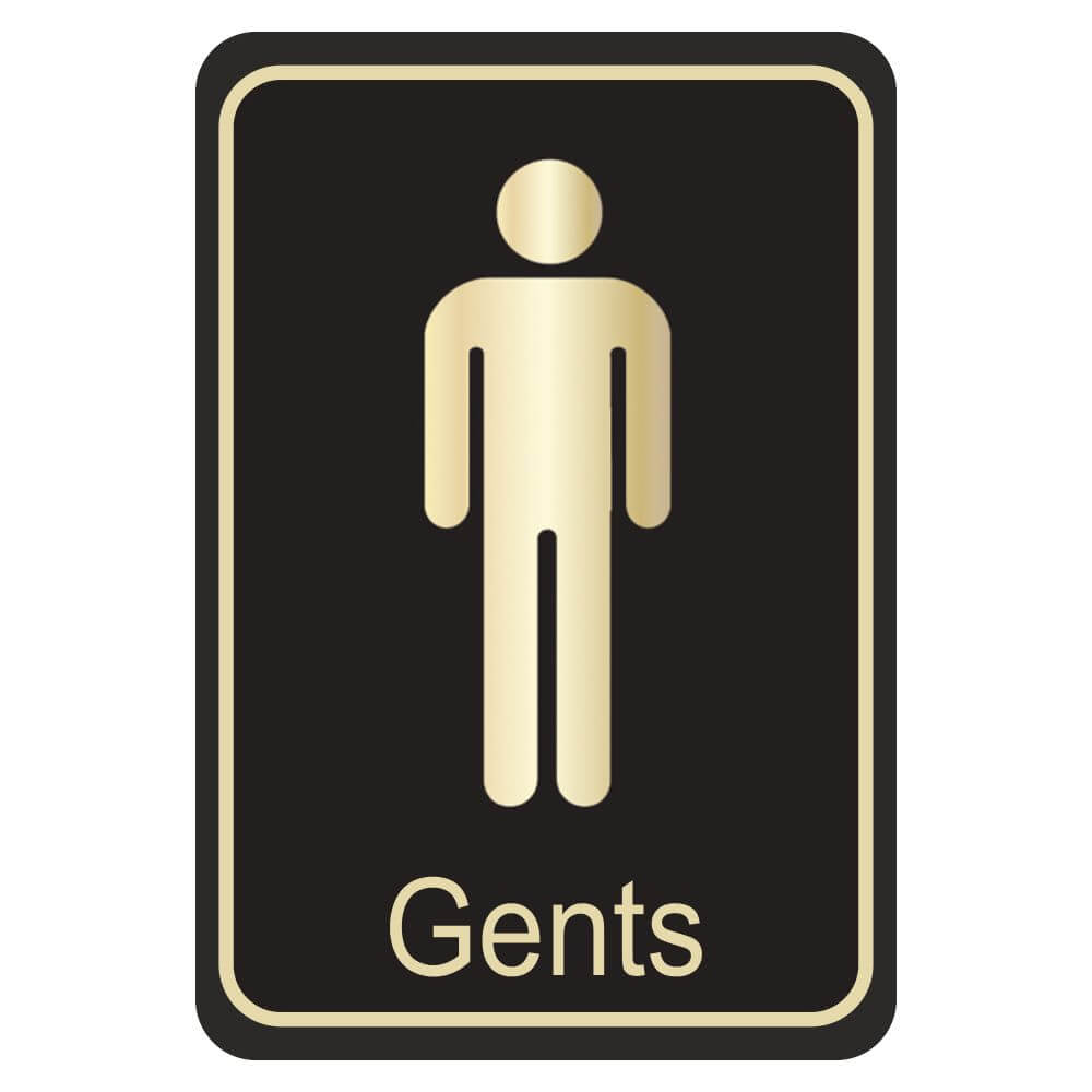 Black & Gold Gents Toilet Signs - Braccio.co.uk