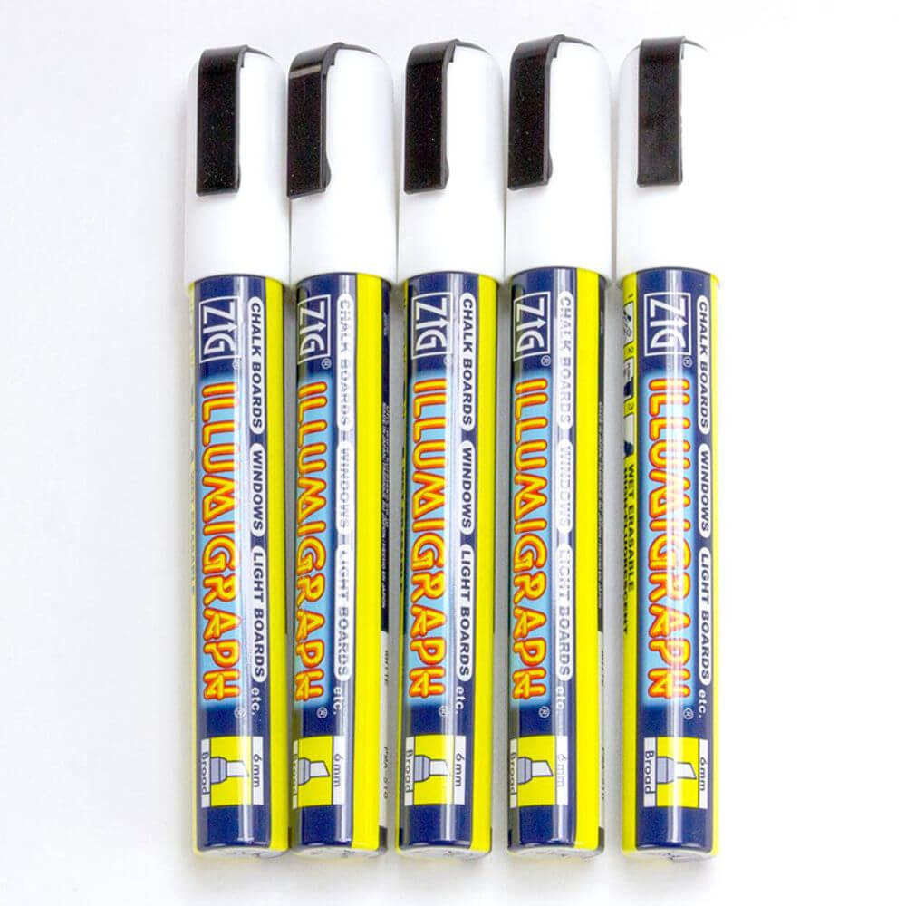 6mm Zig Illumigraph White Pens - Pack of 5 - Braccio.co.uk