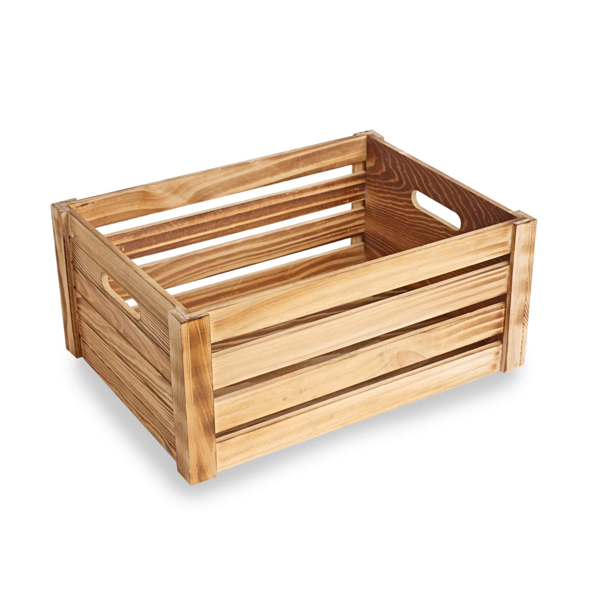Large Slatted Rustic Display Crates - 410 x 300 x 180mm - Braccio.co.uk