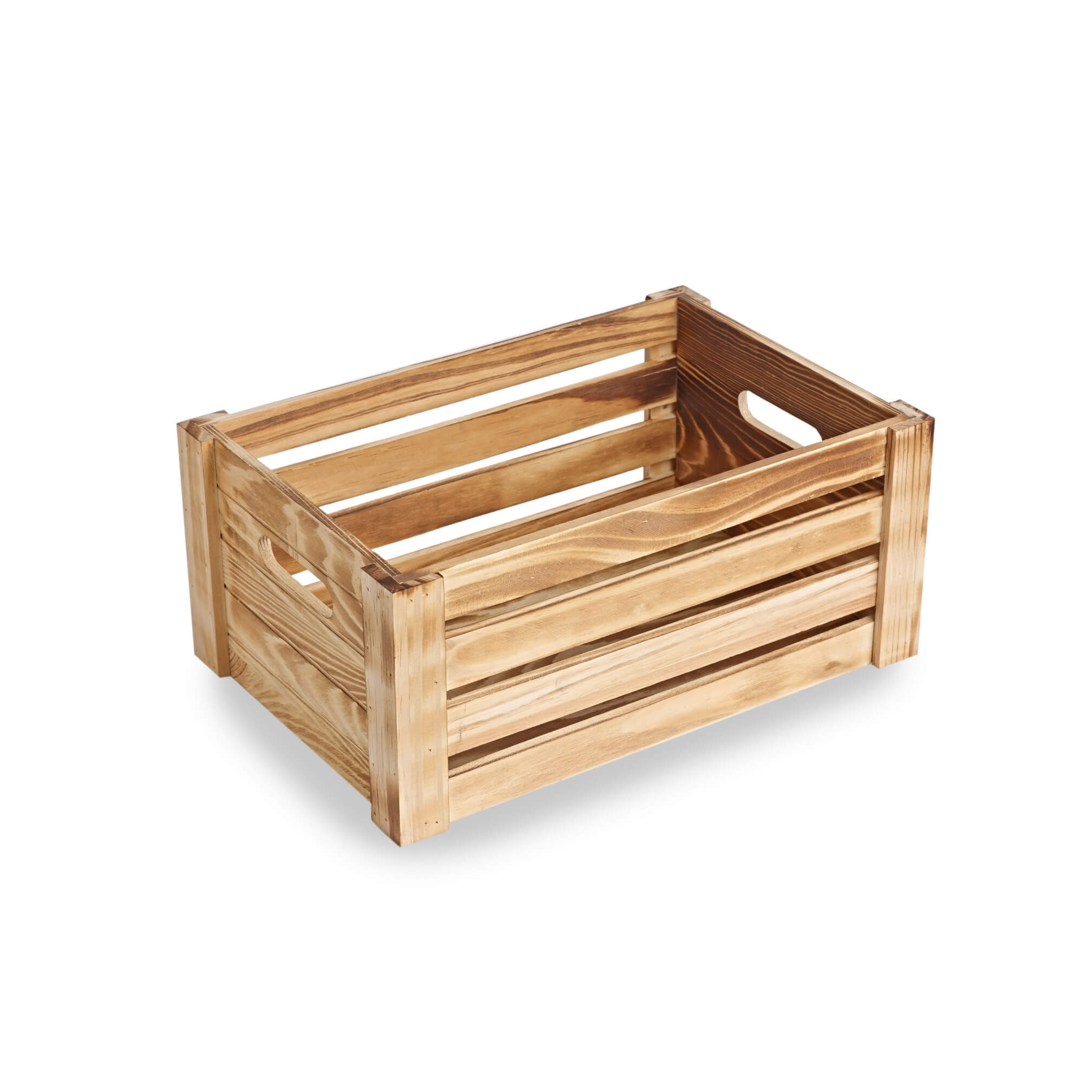 Medium Slatted Rustic Display Crates - Braccio.co.uk