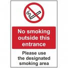 No Smoking Sign - No Smoking Outside this Entrance Use Designated Area ...