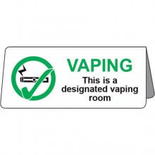 Designated Vaping Room - Table Tent Sign - Aluminium - Braccio.co.uk