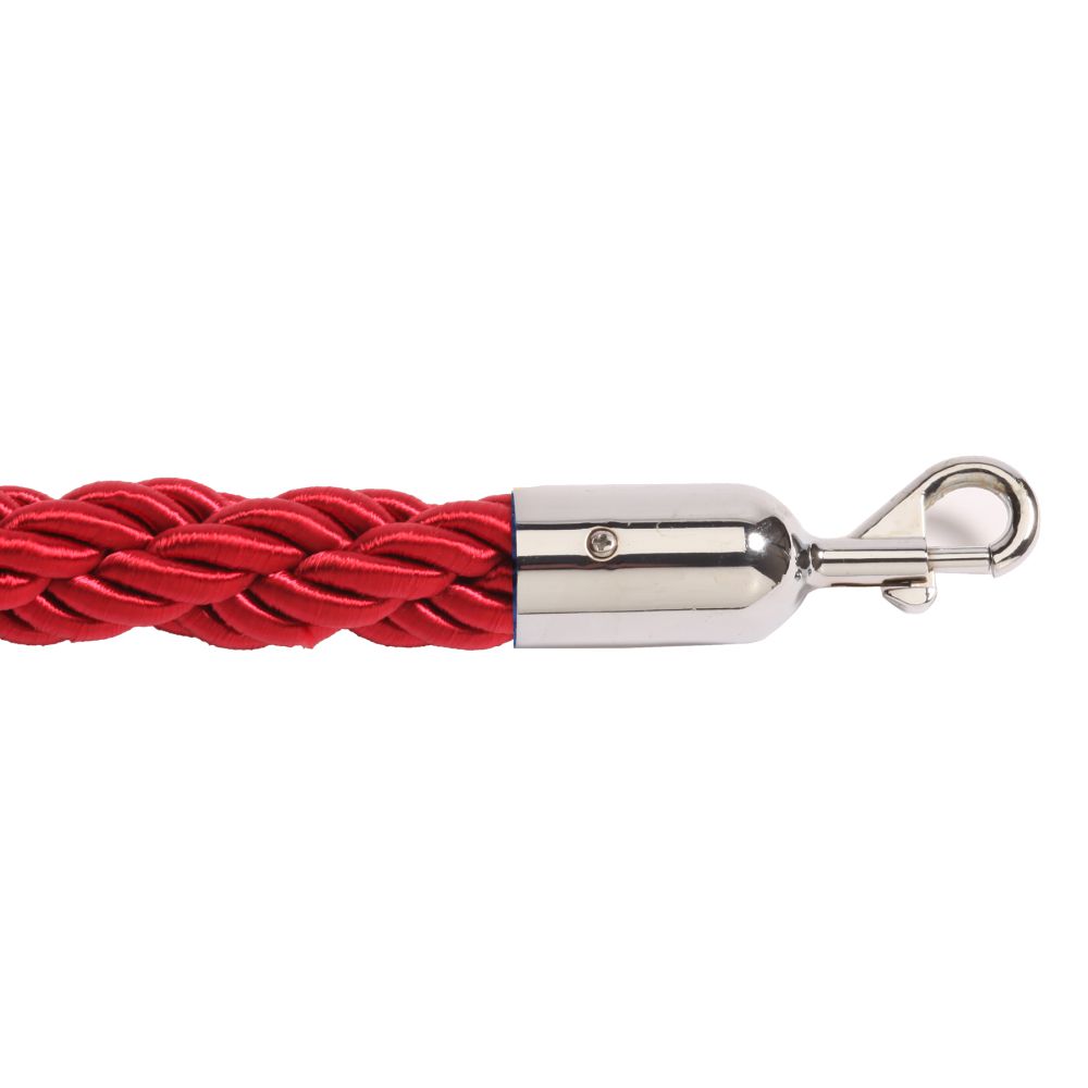 Red Twisted 180cm and 240cm Barrier Rope with Chrome Ends - Braccio.co.uk