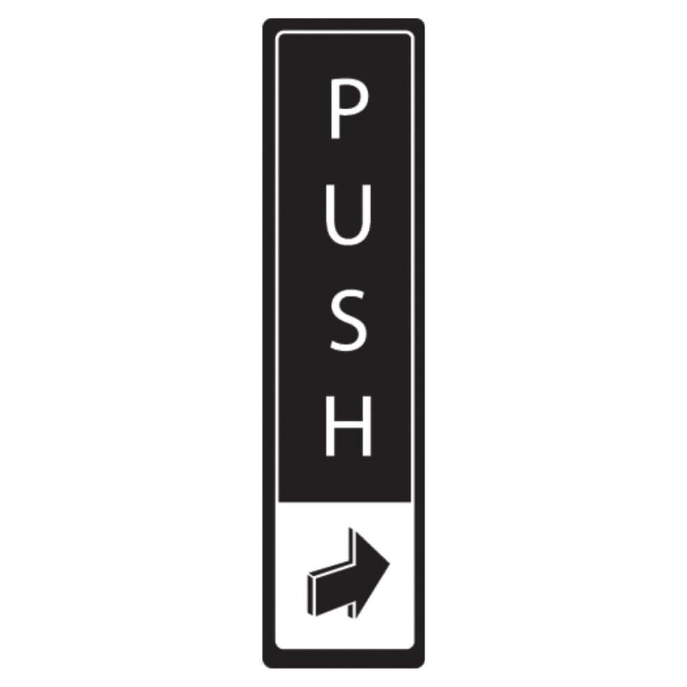 White on Black Aluminium Tall Push Signs - Braccio.co.uk