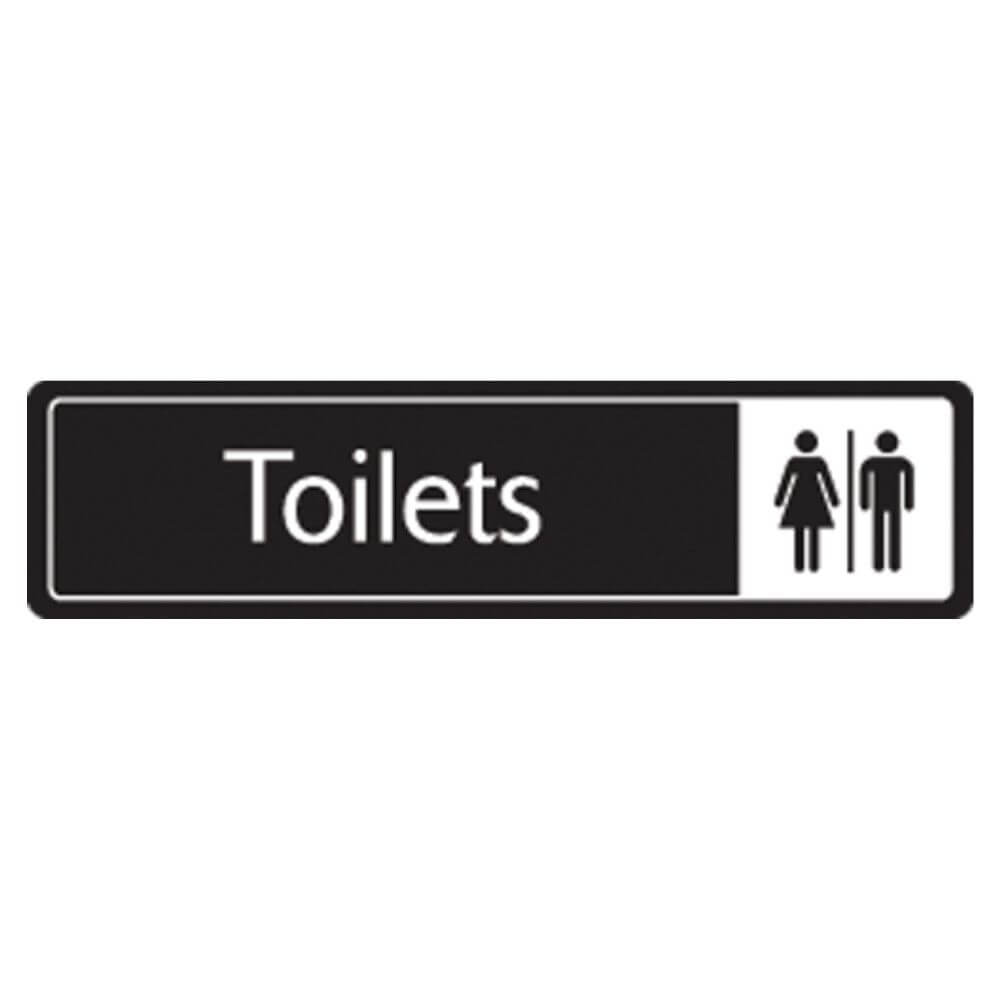 White on Black Aluminium Toilets Signs - Braccio.co.uk