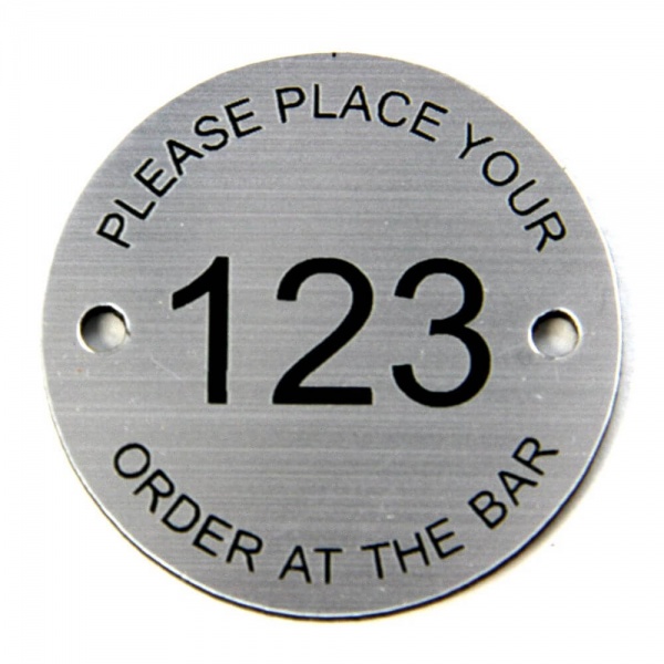 Aluminium Effect Table Number Discs, 30mm Diameter - Braccio.co.uk