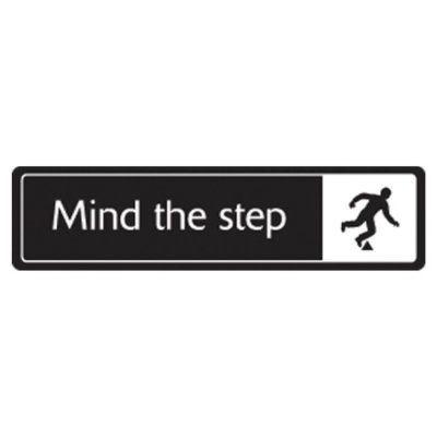 Brushed Silver Mind the Step Signs - Braccio.co.uk
